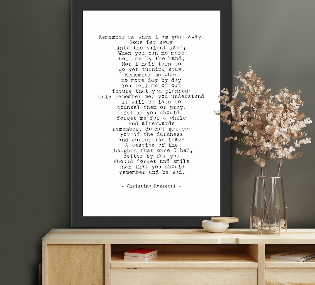 Remember Me Poem Print. Funeral Poem. Bereavement Gift Sympathy Gift ...