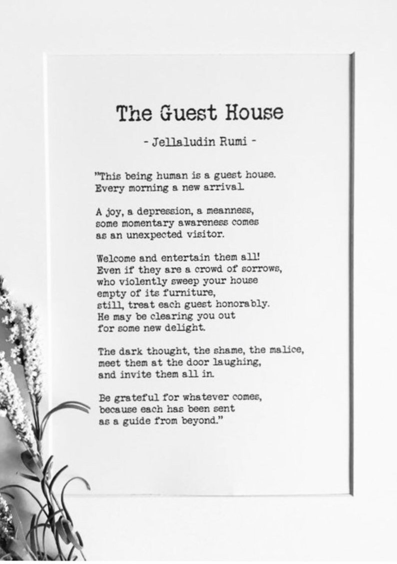 The Guest House Poem. Rumi. A3 A4 Print. | Etsy