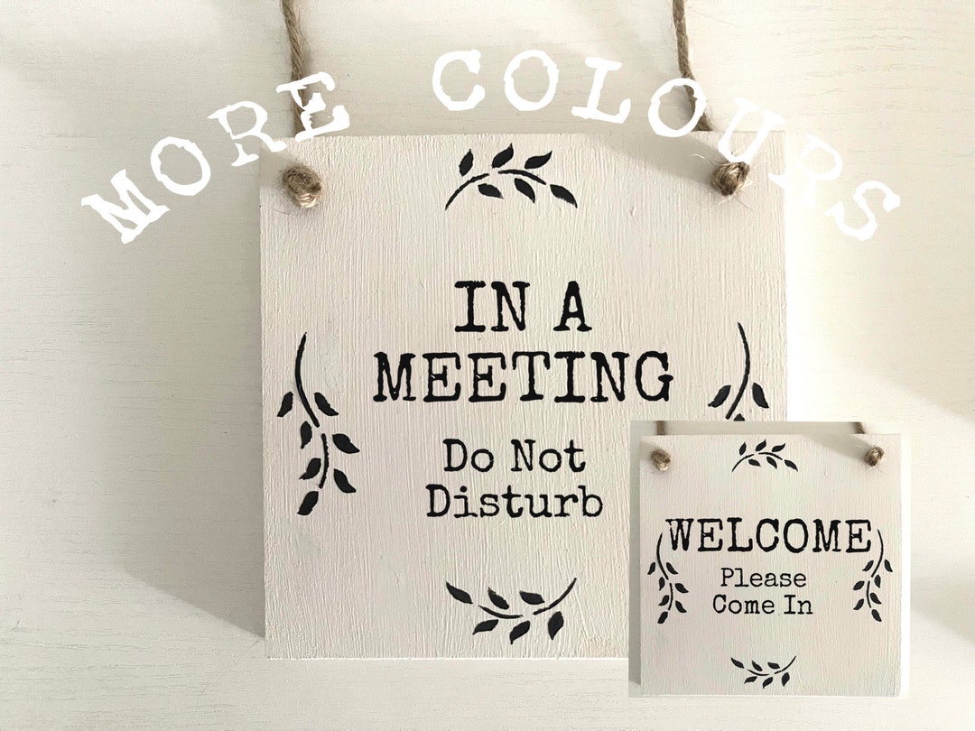 In A Meeting Door Sign. Custom Reversible Office Door Sign. Mom Working ...