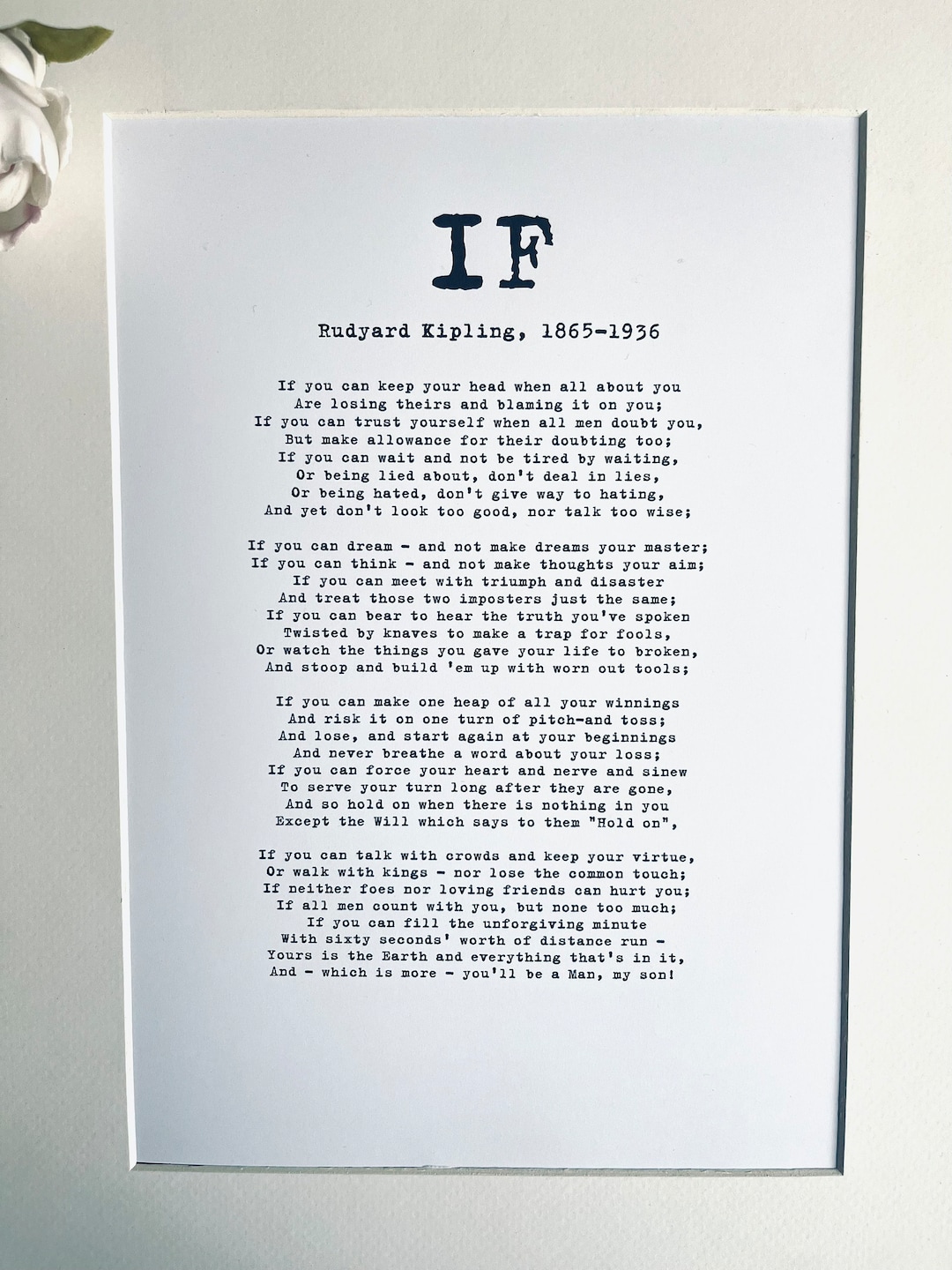 If. Poem by Rudyard Kipling. Graduation Gift for Son. Literary Art ...