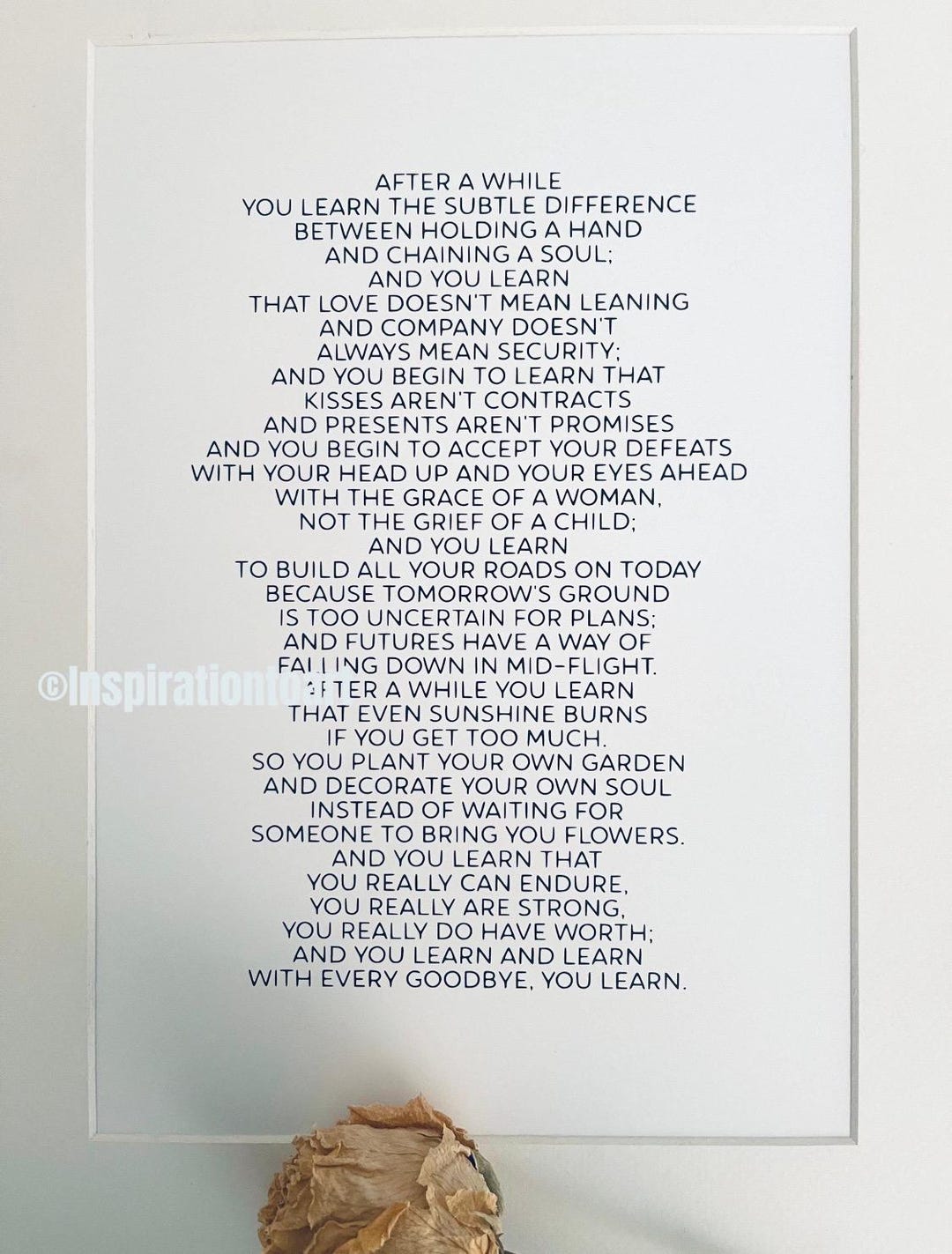 After A While. Poem. Gift for Woman. Inspirational Print. Instant ...