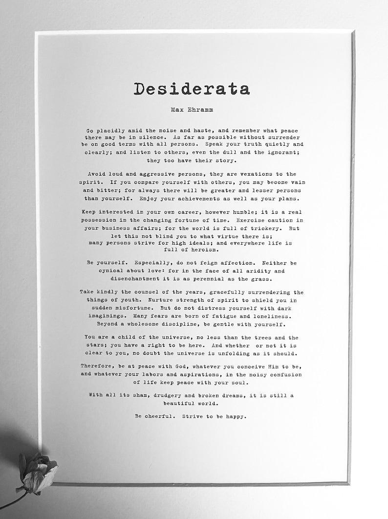Desiderata. Poem by Max Ehrmann. Printable Art Print. - Etsy