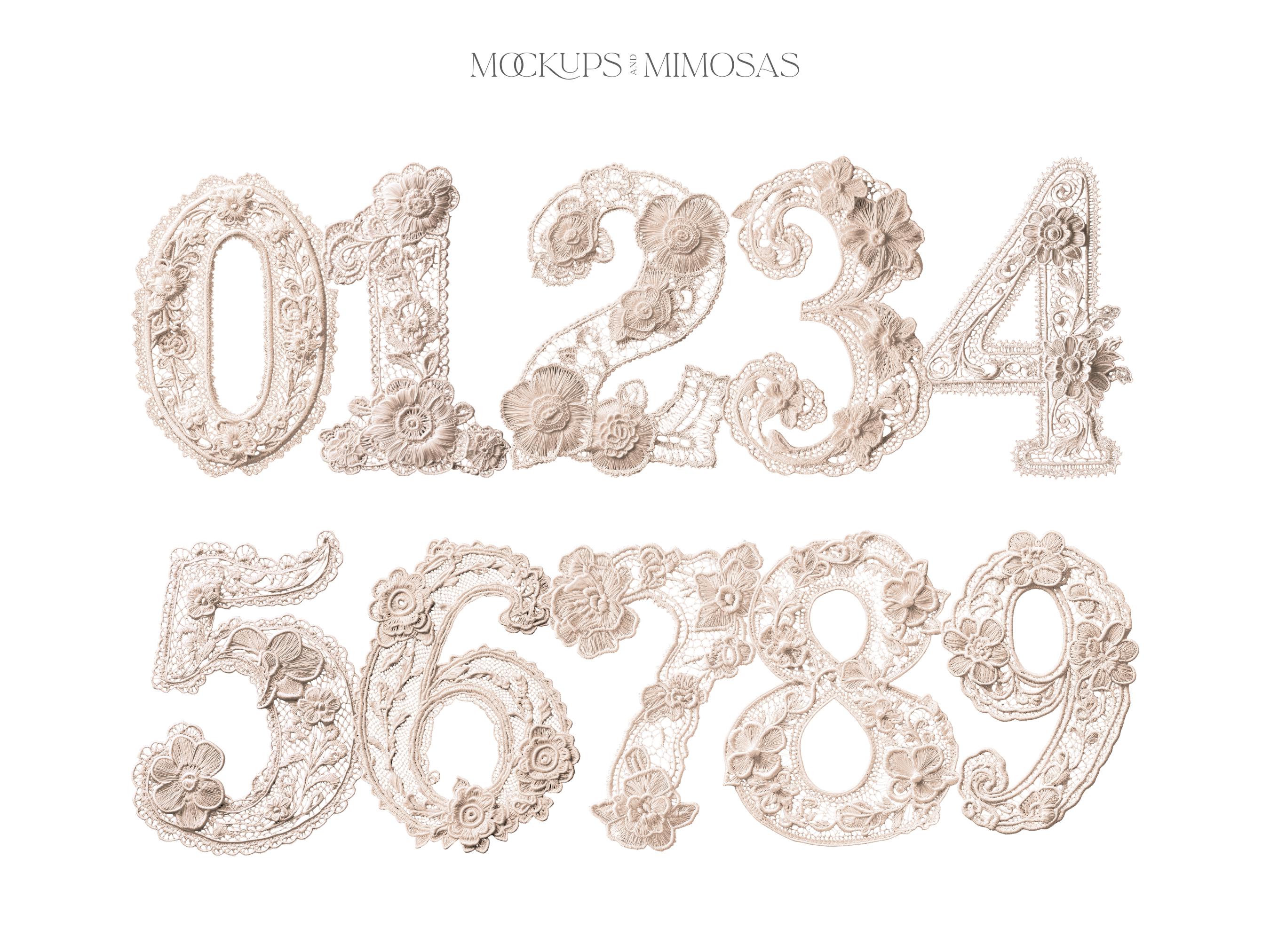 Ivory Lace Number Clipart: Vintage Decorative Digits (PNG Digital ...