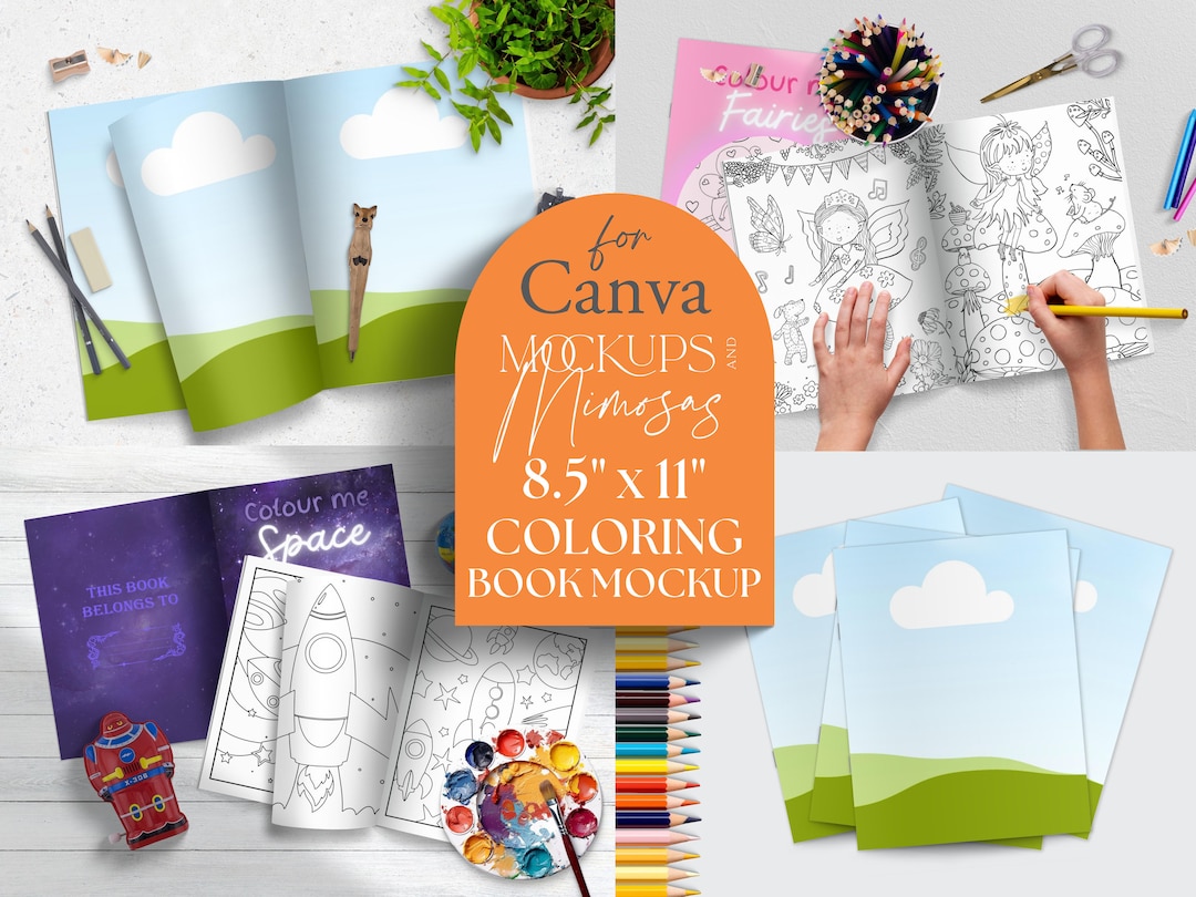 Coloring Book Mockup, Activity Pages Listing Templates. Canva. - Etsy