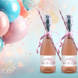 CANVA Piccolo Bottle Label Mockup. Mini Sparkling Wine Label. Bubbles ...