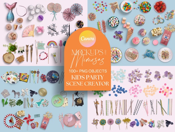 PARTY SCENE CREATOR. Kids party mockup. Canva Party Mockup. Party props ...
