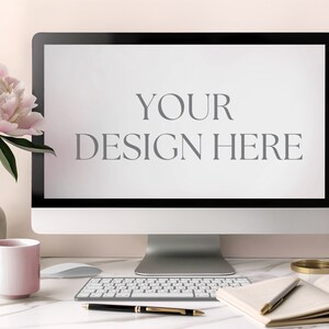 Pink Feminine Desktop/computer Mockup. Aesthetic Screen Capture and ...