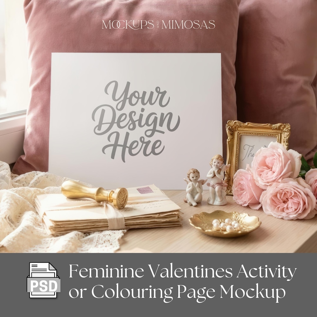 Coloring Page Mockup. Adult Coquette Landscape Activity Worksheet and ...