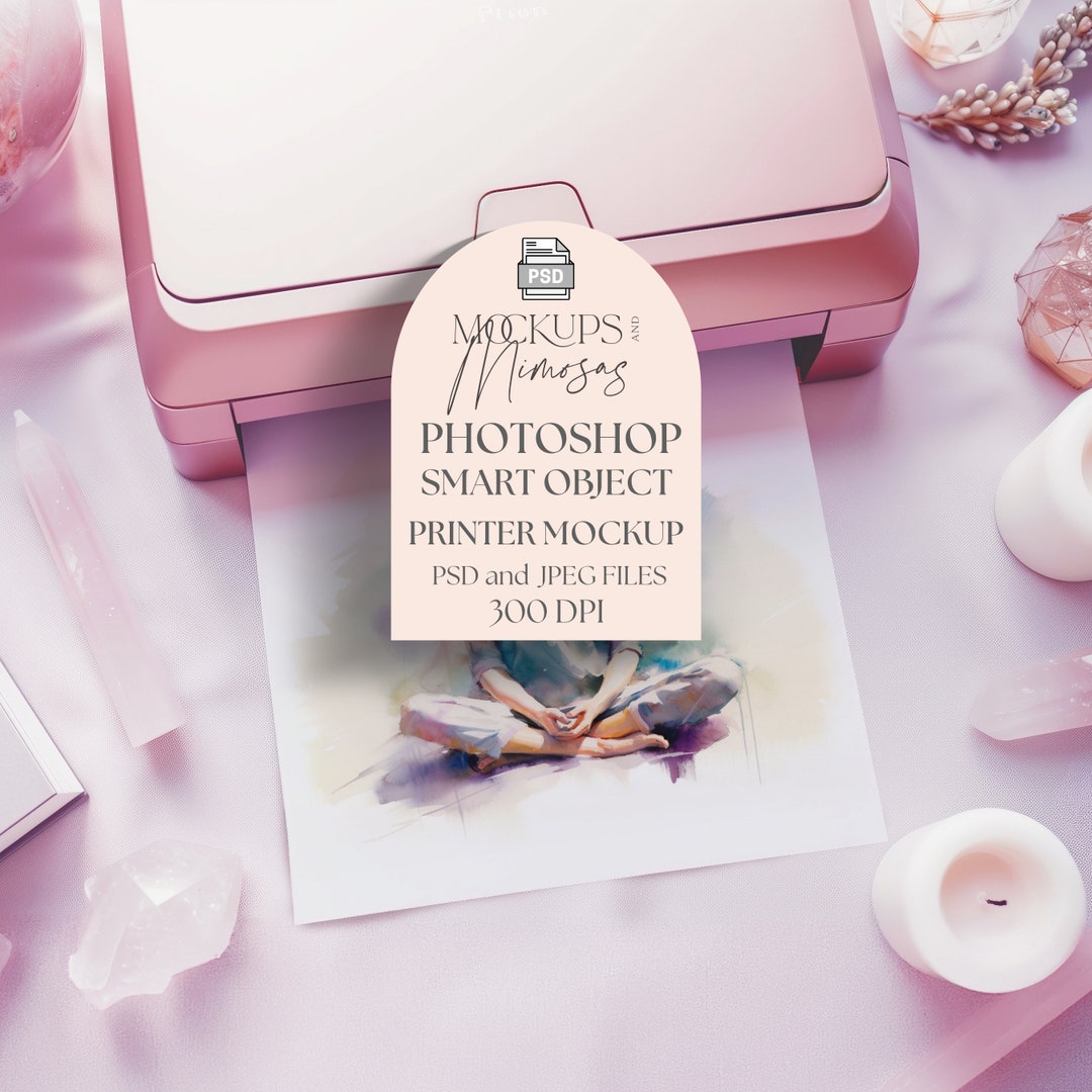 Rose Gold Printer Mockup, Wellness Theme (PSD Digital Download) - Etsy