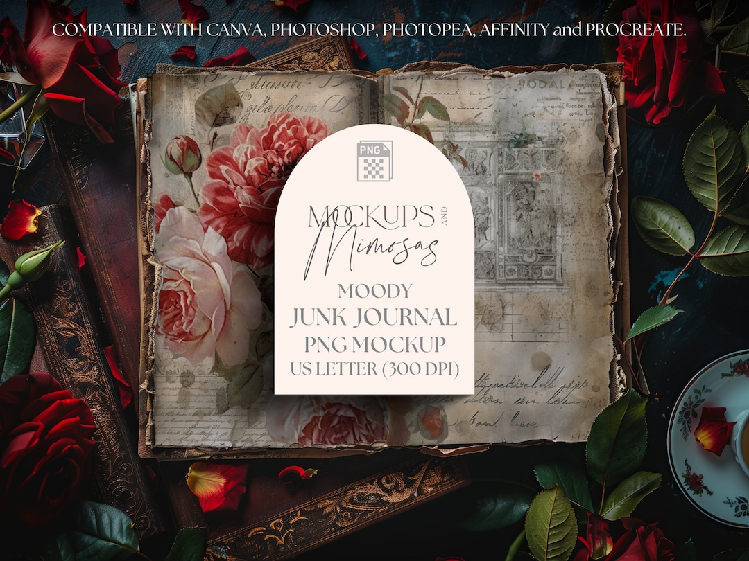 Junk Journal Mockup. Open Tattered and Torn Book. Art Diary. Altered ...