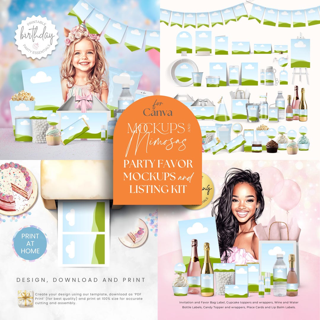Party and Event Printables Mockup Kit. Editable Bundle Listing Scenes ...