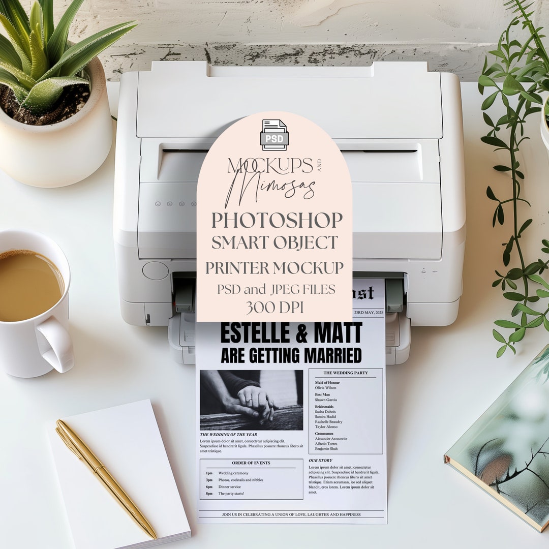 Desktop Printer Mockup. Office Printer and Paper. Minimal Photoshop ...