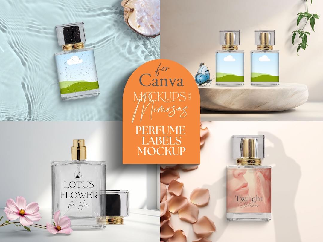Perfume Bottle Label Mockup: CANVA Template, Drag & Drop - Etsy