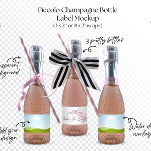 CANVA Piccolo Bottle Label Mockup. Mini Sparkling Wine Label. Bubbles ...