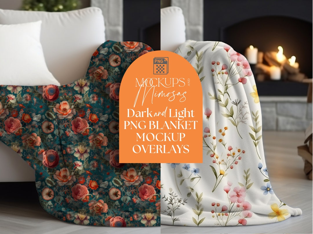 Sofa Throw Blanket PNG Mockup, Fabric Pattern Overlay (digital Download ...