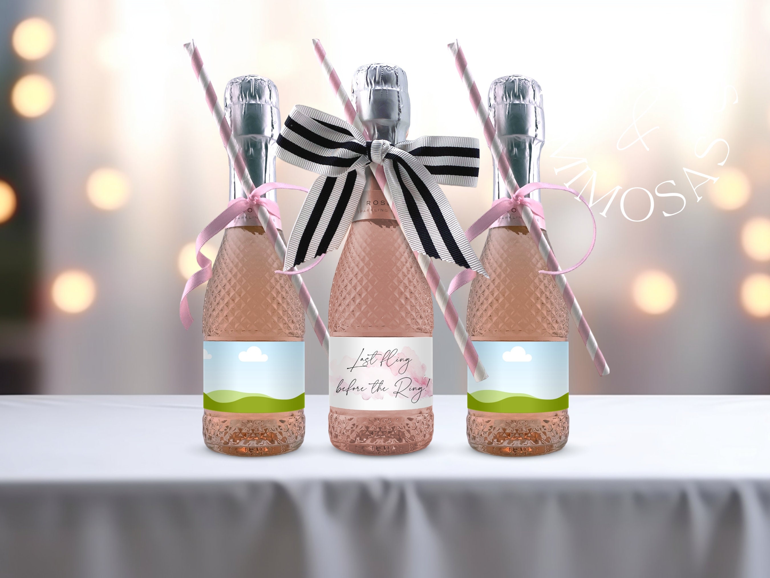 CANVA Piccolo Bottle Label Mockup. Mini Sparkling Wine Label. Bubbles ...