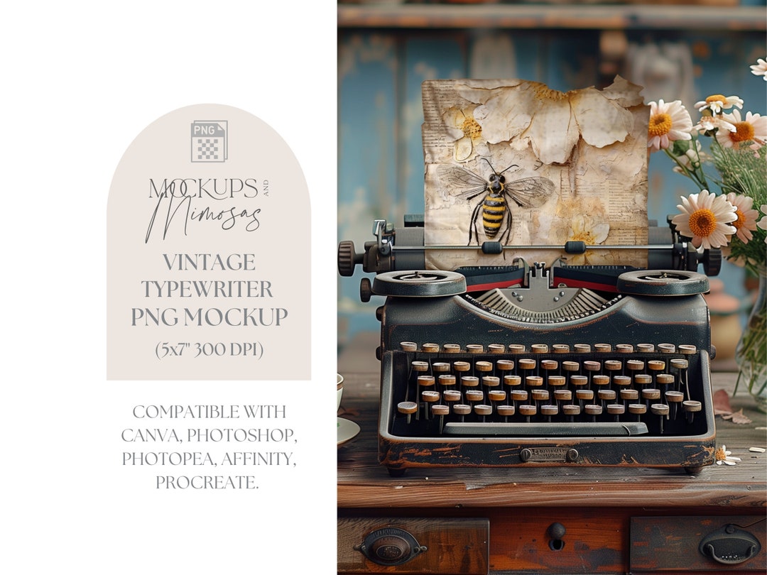 Vintage Typewriter Mockup. Tattered Old Paper, Vintage Ephemera and ...