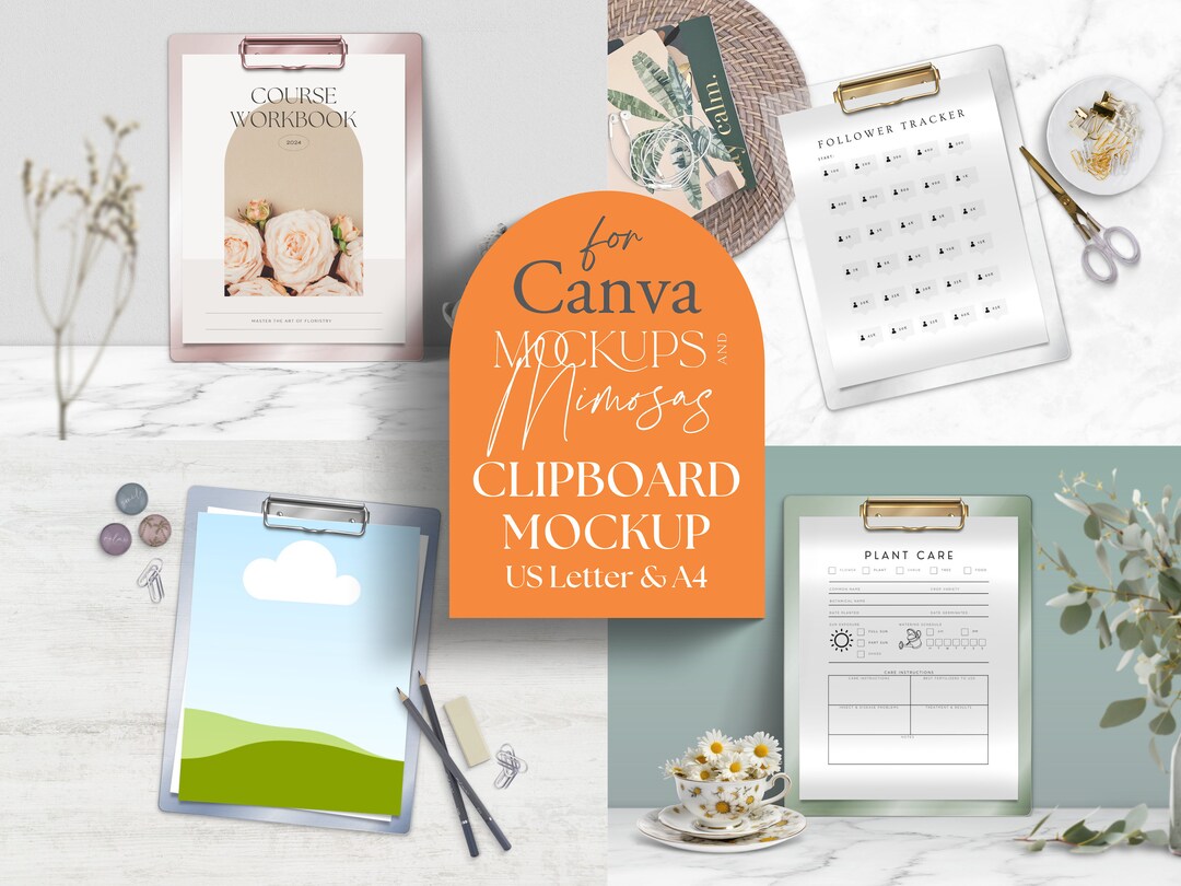 CANVA Clipboard Mockup. US Letter and A4. Etsy Shop. Feminine ...