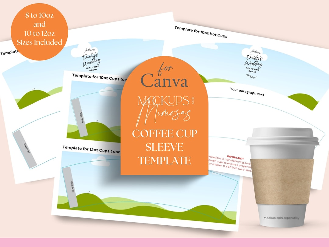 Editable Coffee Cup Sleeve Template, 10-12oz, DIY Party Favors (CANVA ...