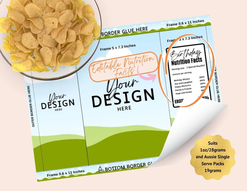 DIY Chip Bag Template | Editable Party Favor, US Letter & A4 (canva ...