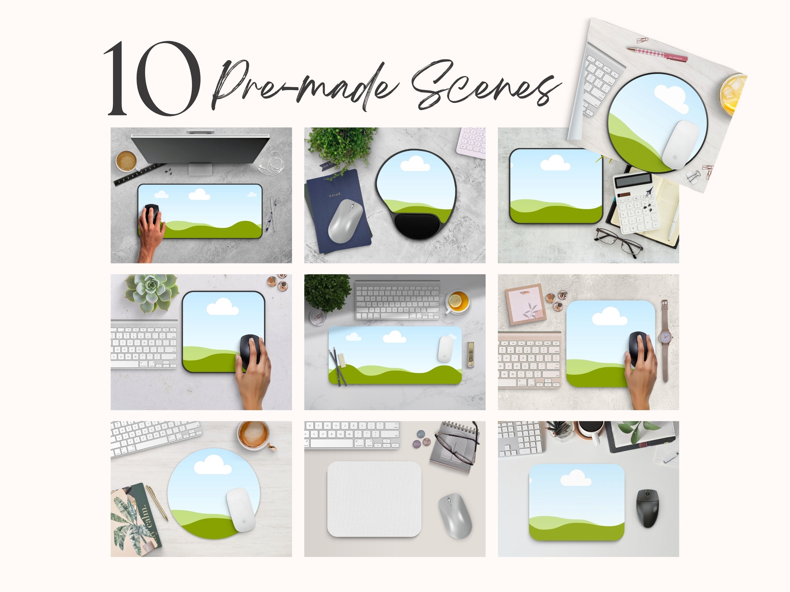 Mousepad Mockup Canva Template: 5 Shapes, Sublimation Desk Pads ...