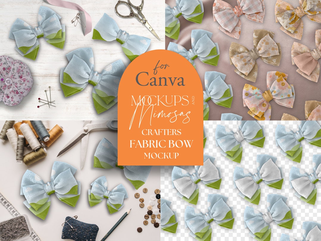 Hair Bow Mockup | Fabric Design Display, Canva Template - Etsy
