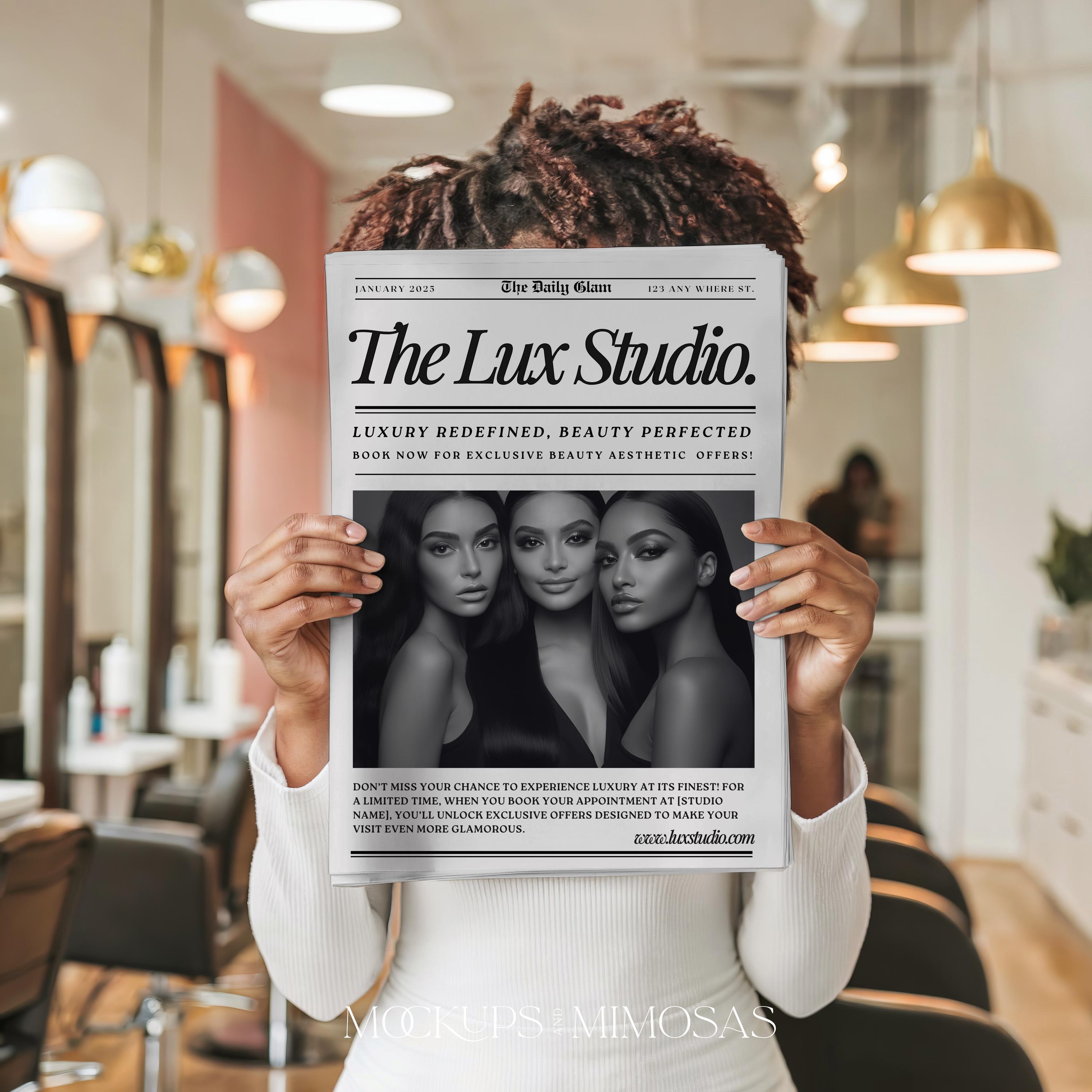 Beauty Salon Newspaper Mockup: PNG Overlay (digital Download) - Etsy