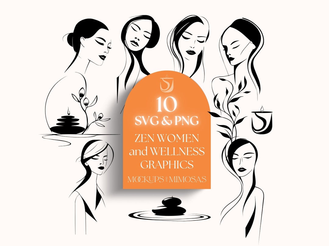 Esthetician Clipart. Line Art Feminine Portraits & Tranquil Elements ...