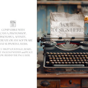 Vintage Typewriter Mockup. Tattered Old Paper, Vintage Ephemera and ...
