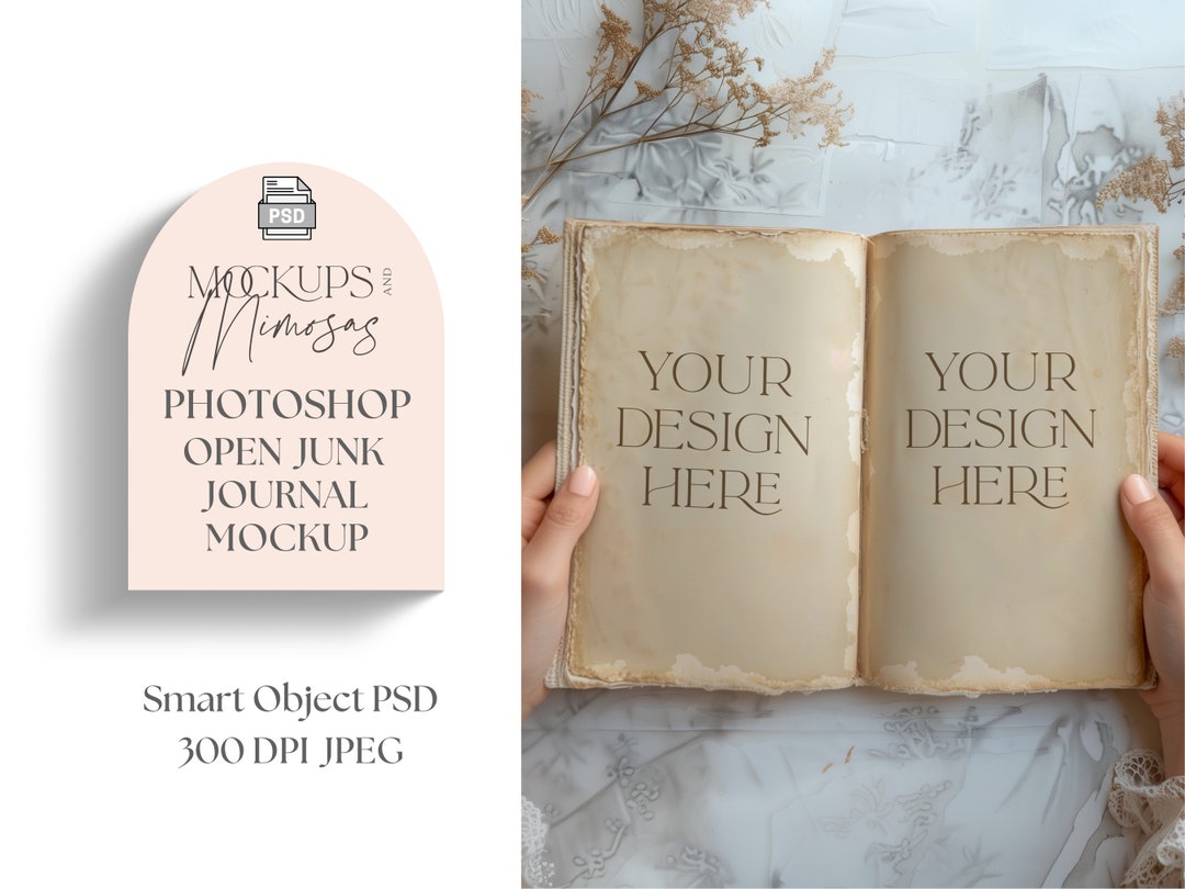 Open Junk Journal Photoshop Mockup, Art Diary PSD (digital Download) - Etsy