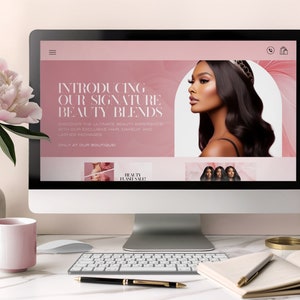 Pink Feminine Desktop/computer Mockup. Aesthetic Screen Capture and ...