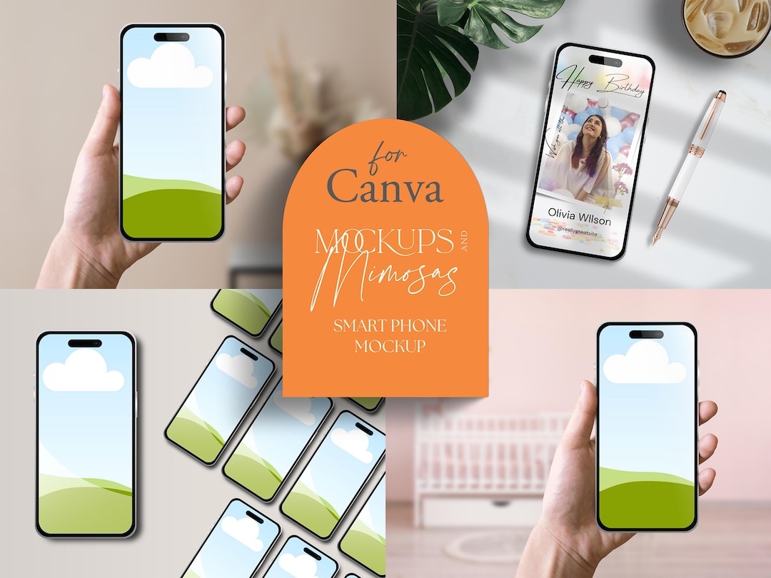 CANVA ANIMATED Smart Phone and Hand Mockup. iPhone 14. Social Media ...