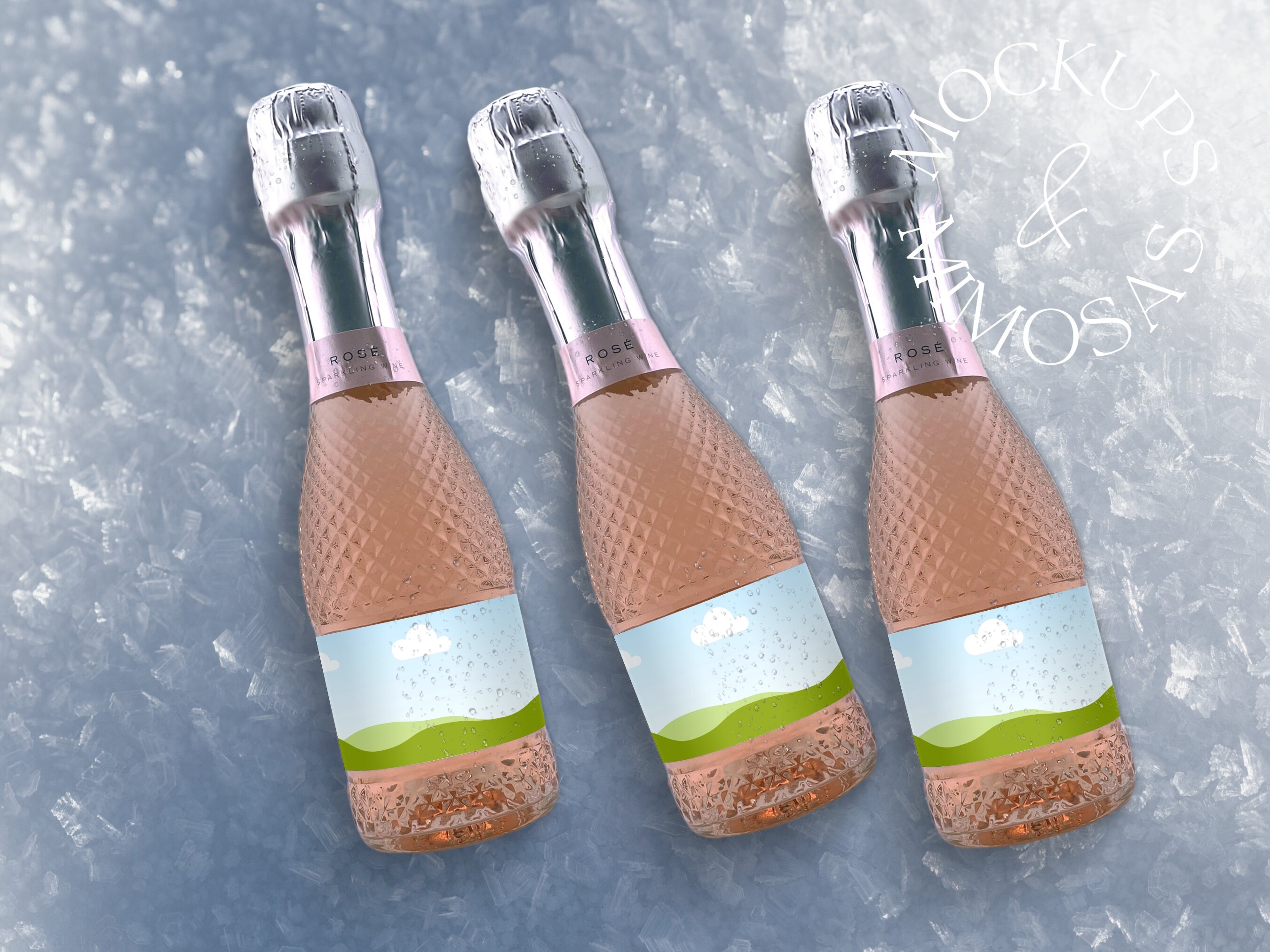 CANVA Piccolo Bottle Label Mockup. Mini Sparkling Wine Label. Bubbles ...