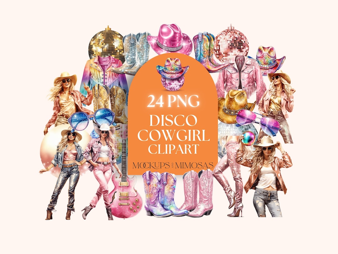 DISCO COWGIRL Clipart Collection - Dancing Cowgirls, Western Hats and ...