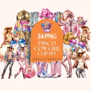 DISCO COWGIRL Clipart Collection - Dancing Cowgirls, Western Hats and ...