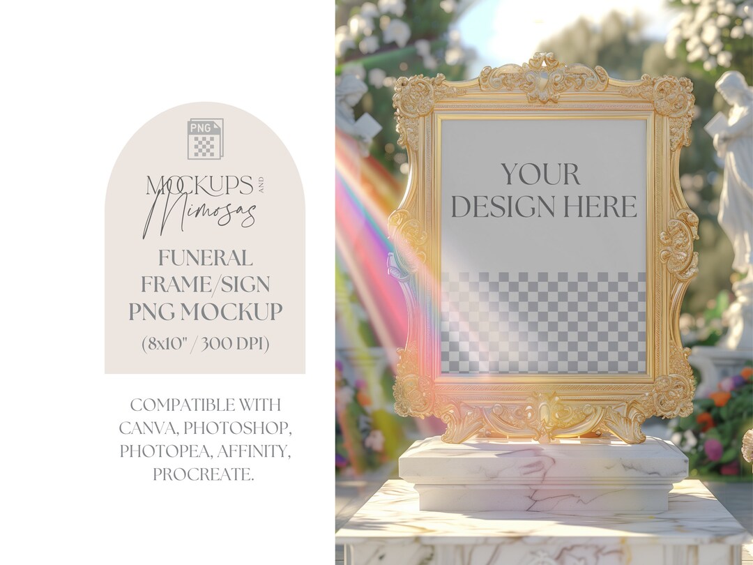 Funeral Sign Mockup With Ethereal Light. 8x10" Frame PNG Overlay ...
