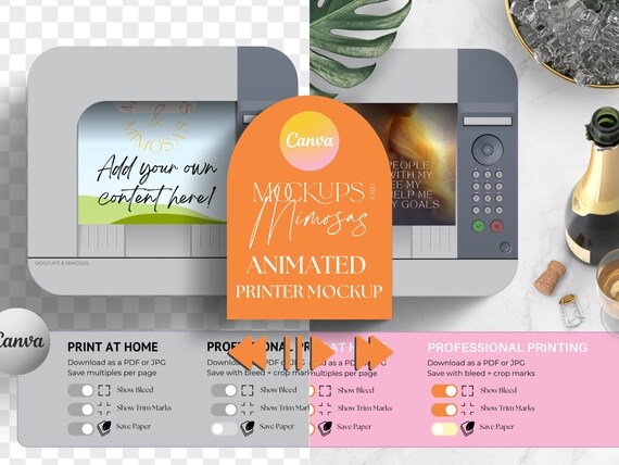ANIMATED PRINTER Mockup. Canva Template. A4 paper printing mockup. Etsy ...