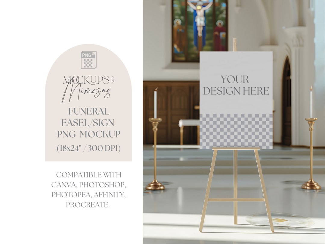 Funeral Easel Mockup Canva. Minimal Church 18 X24 Signage Mockup. PNG ...