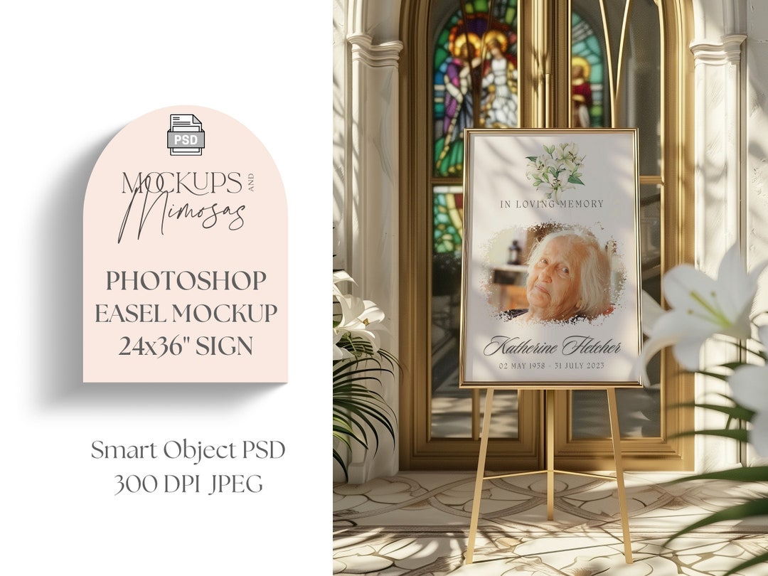 Easel PHOTOSHOP Mockup. Church Sign With White Lilies, 2:3 Ratio. PSD ...