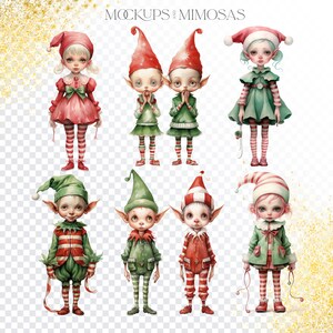Cheeky Christmas Elves & Fairies Clipart. Festive Character Graphics ...
