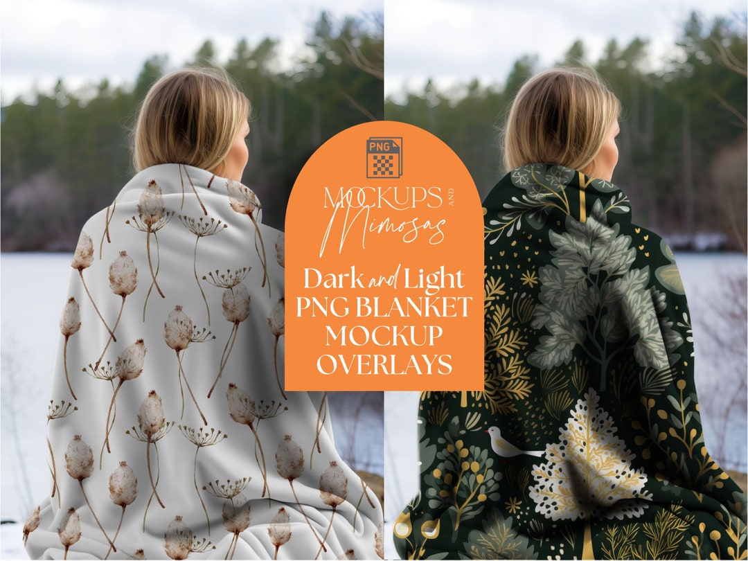 Velveteen BLANKET Mockup. Fleece Throw Blanket PNG Overlays. Woman With ...