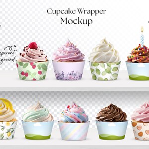 Canva Cupcake Wrapper Mockup Birthday Party Favor Png Digital