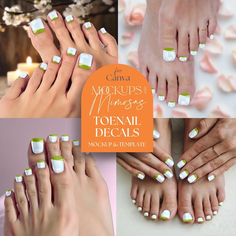 Canva Toenail Decal Template & Mockup: Polish Strips, Pedicure Images ...