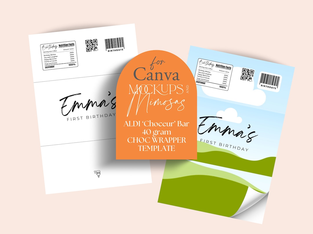 Canva Chocolate Bar Wrapper Template, Aldi Choceur 40g (digital File ...