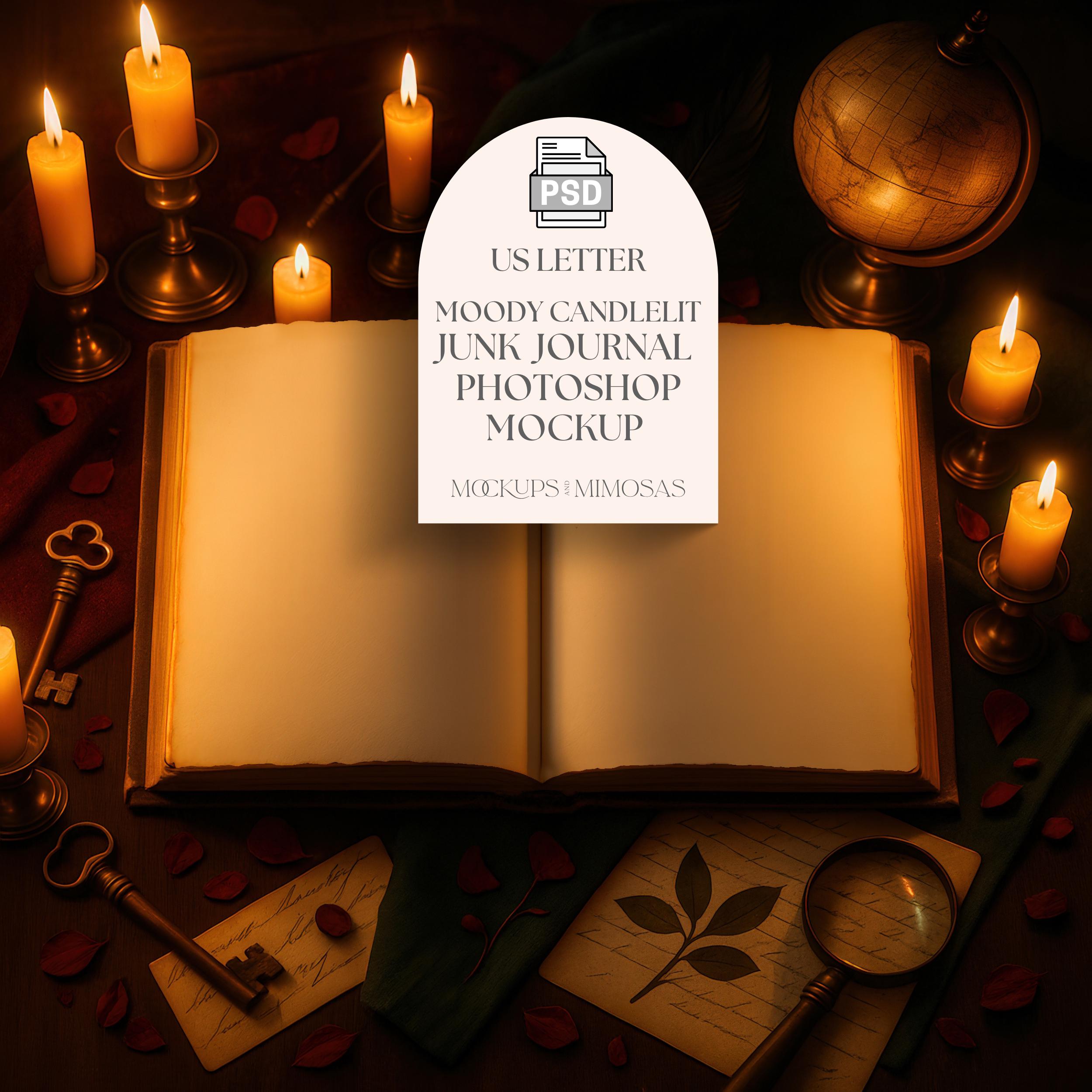 Moody Junk Journal Mockup for Photoshop. Dark Academia Vintage Book ...