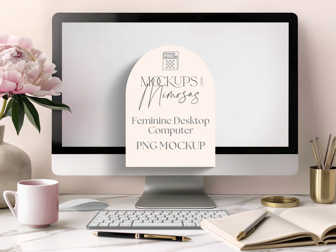 Pink Feminine Desktop/computer Mockup. Aesthetic Screen Capture and ...