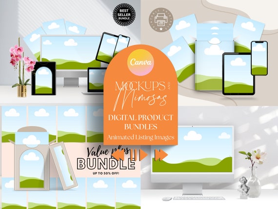 CANVA Digital Product Bundle Mockup. Animated Box Mockup. Etsy shop ...