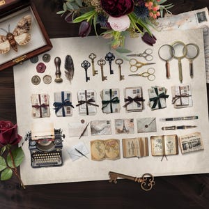 Dark Academia SCENE CREATOR. Flat-lay. Vintage Objects, Backgrounds ...