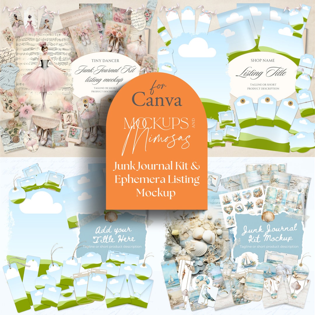 CANVA Junk Journal Kit & Ephemera MOCKUP. Shop Listing Image Mockup ...