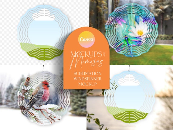 CANVA Sublimation WIND SPINNER Mockup. Metal Wind charm mockup. Canva ...
